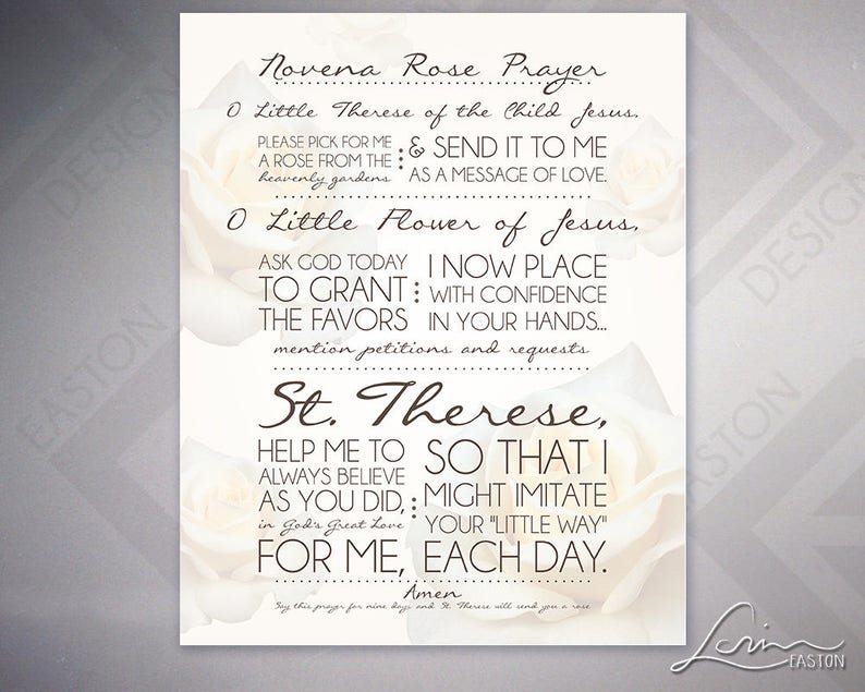 St. Therese Novena Rose Prayer Print - Inspirational Poster - Etsy