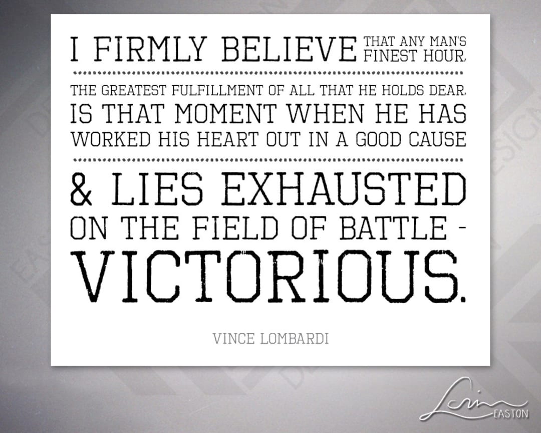 Vince Lombardi Quote Print - Victorious, Motivational Fan Art - Etsy