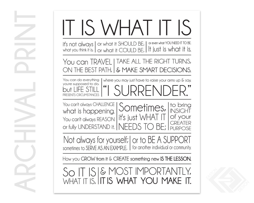 It is What It is - Inspirational Print - Original by Lorin Easton ...