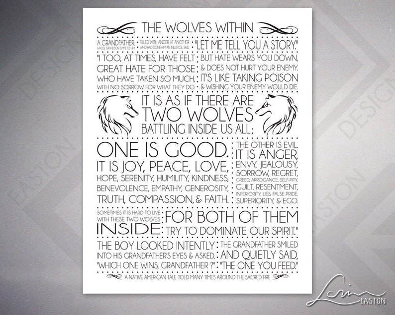 Wolves Within: A Native American Tale of Two Wolves Print 2 VERSIONS ...