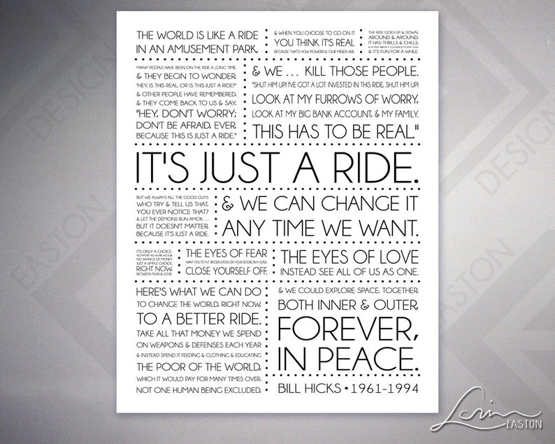Bill Hicks Quote It's Just a Ride Archival Print - Etsy