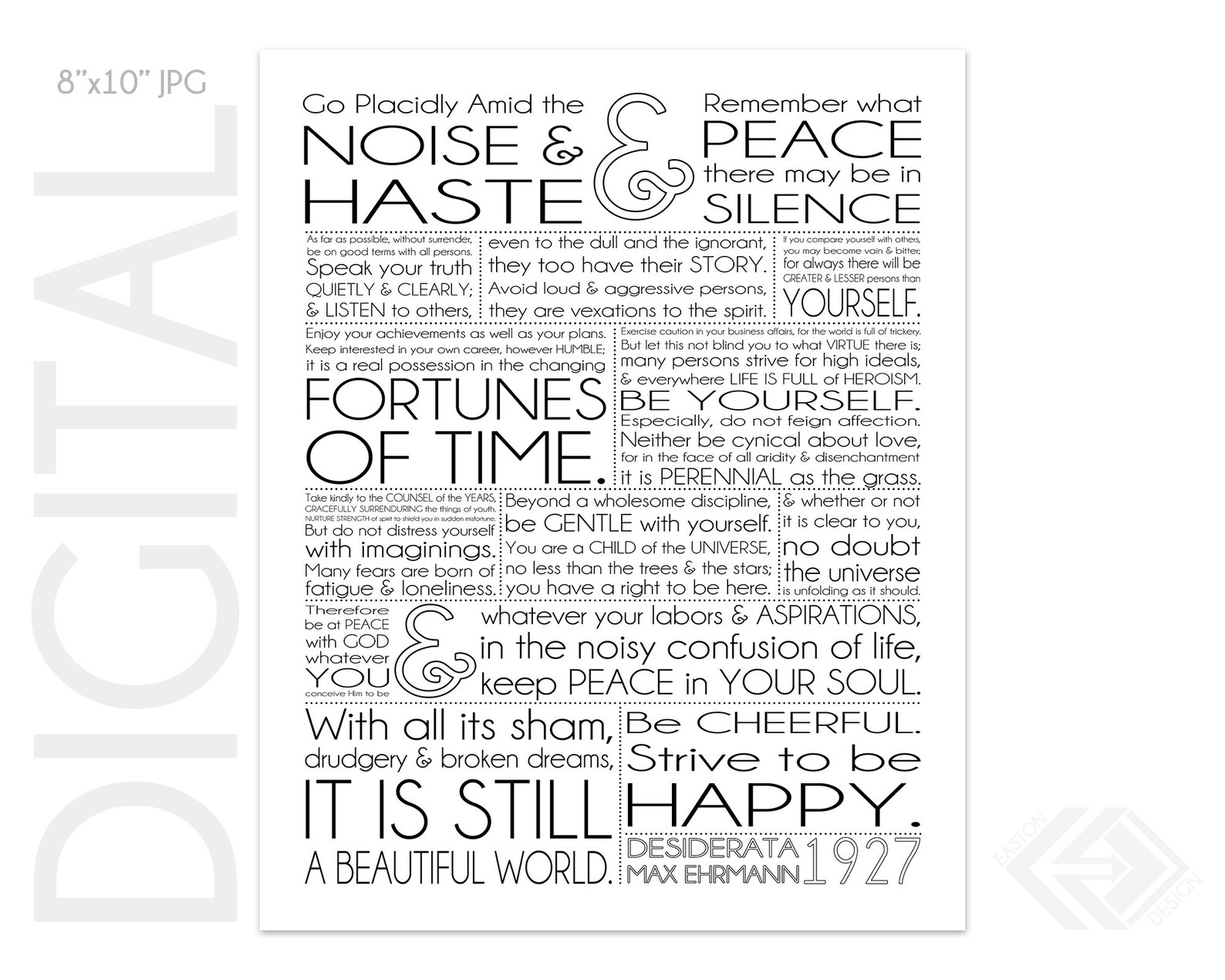 Desiderata 8x10 Digital Download JPG File Inspiration Sentiment by Max ...