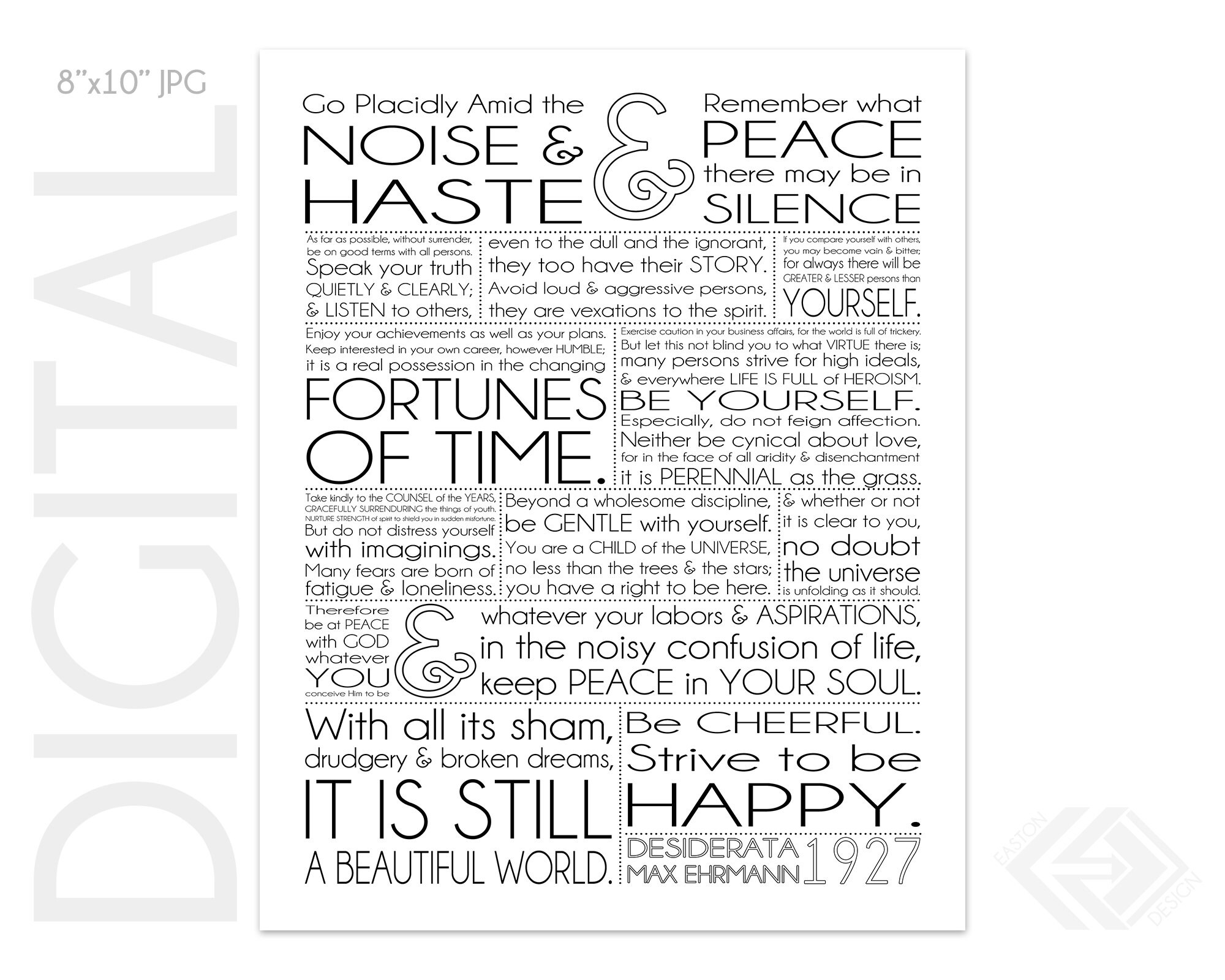 Desiderata 8x10 Digital Download JPG File Inspiration Sentiment by Max ...
