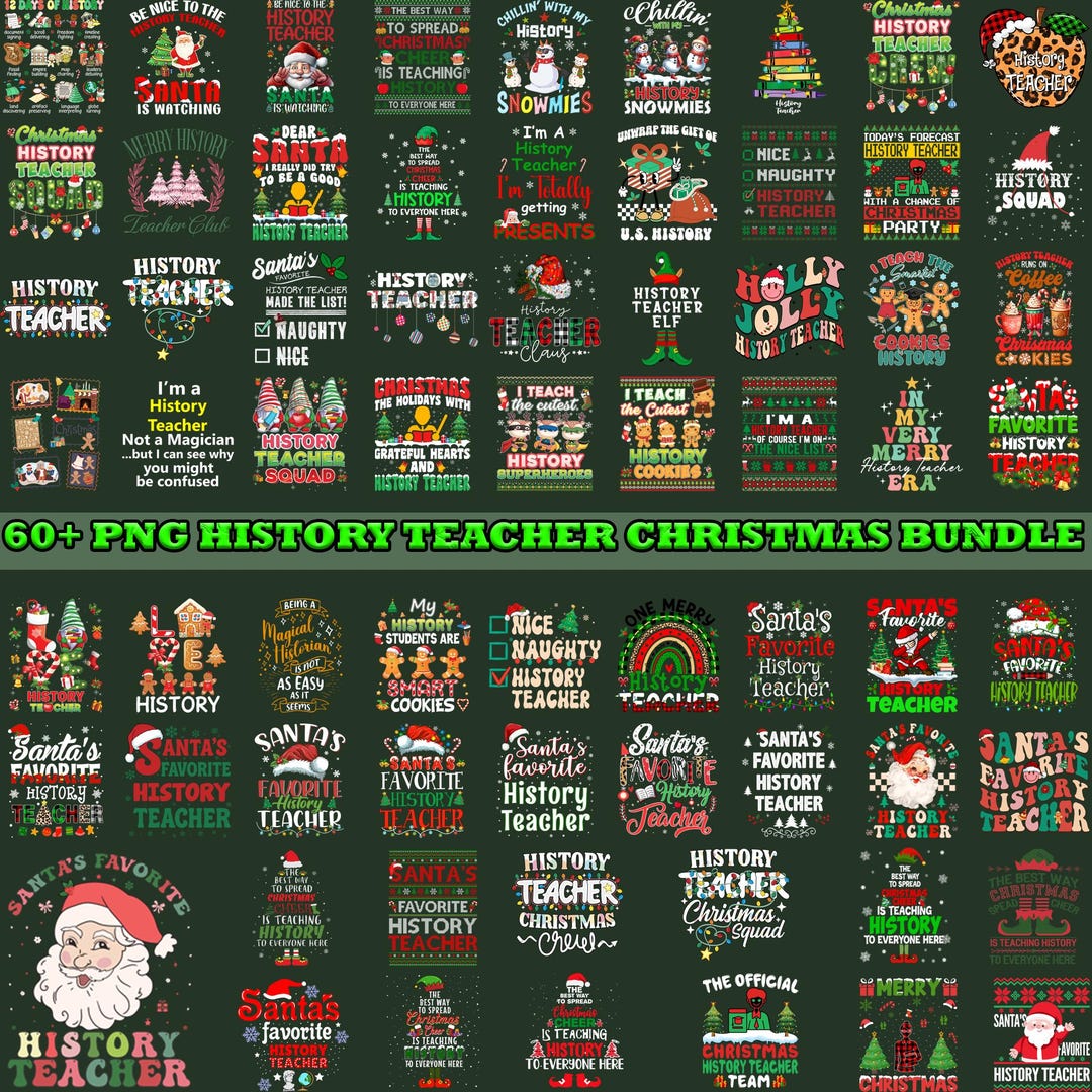 History Teacher Christmas PNG Bundle | Funny History Quotes | Santa ...