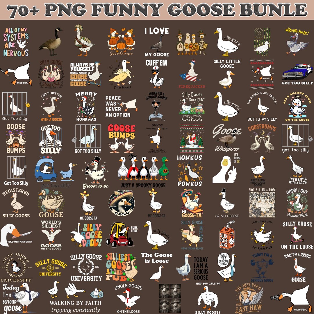 70+ Funny Goose PNG Bundle, Snarky Goose Retro Humor Svg, Sassy Animal ...