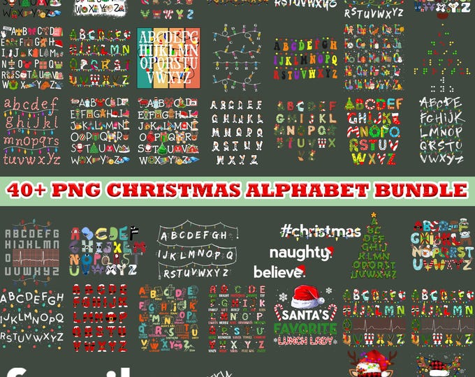 Christmas Alphabet Clipart PNG | Festive Letters & Numbers Set ...