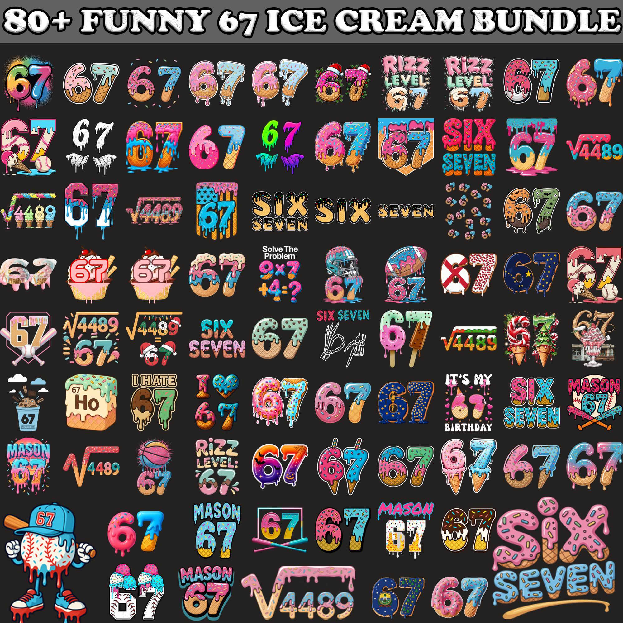 80+ Funny 67 Ice Cream PNG Bundle | Six Seven Meme Clipart | Cute ...
