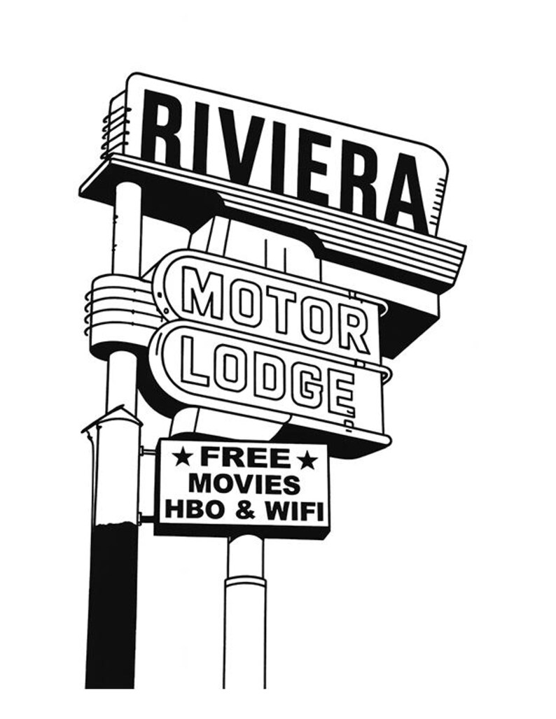 Printable Motel Signs Coloring Set of 6: Retro Motel Coloring Pages for ...