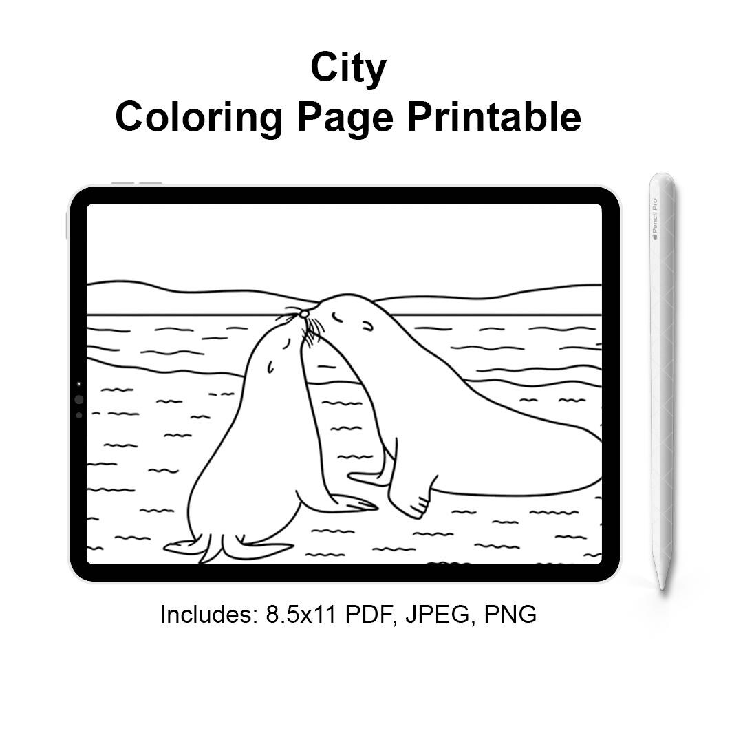 Printable Seal Coloring Page, Ocean Animal Line Art, Marine Wildlife ...