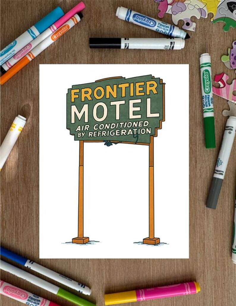Printable Frontier Motel Sign Coloring Page: Retro Neon, Vintage ...