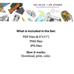 Printable Motel Signs Coloring Set of 6: Retro Motel Coloring Pages for ...