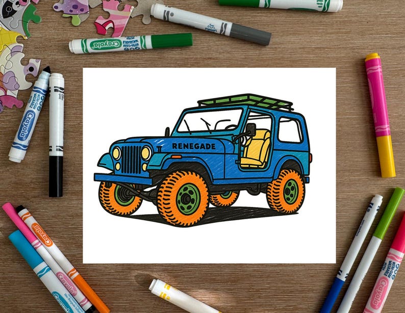 Jeep Coloring Page: Printable Off-road Vehicle Activity for Kids and ...