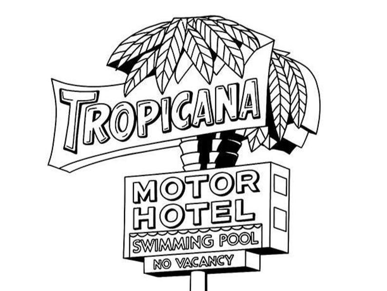 Tropicana Motor Hotel Sign Coloring Page: Retro Neon Printable ...