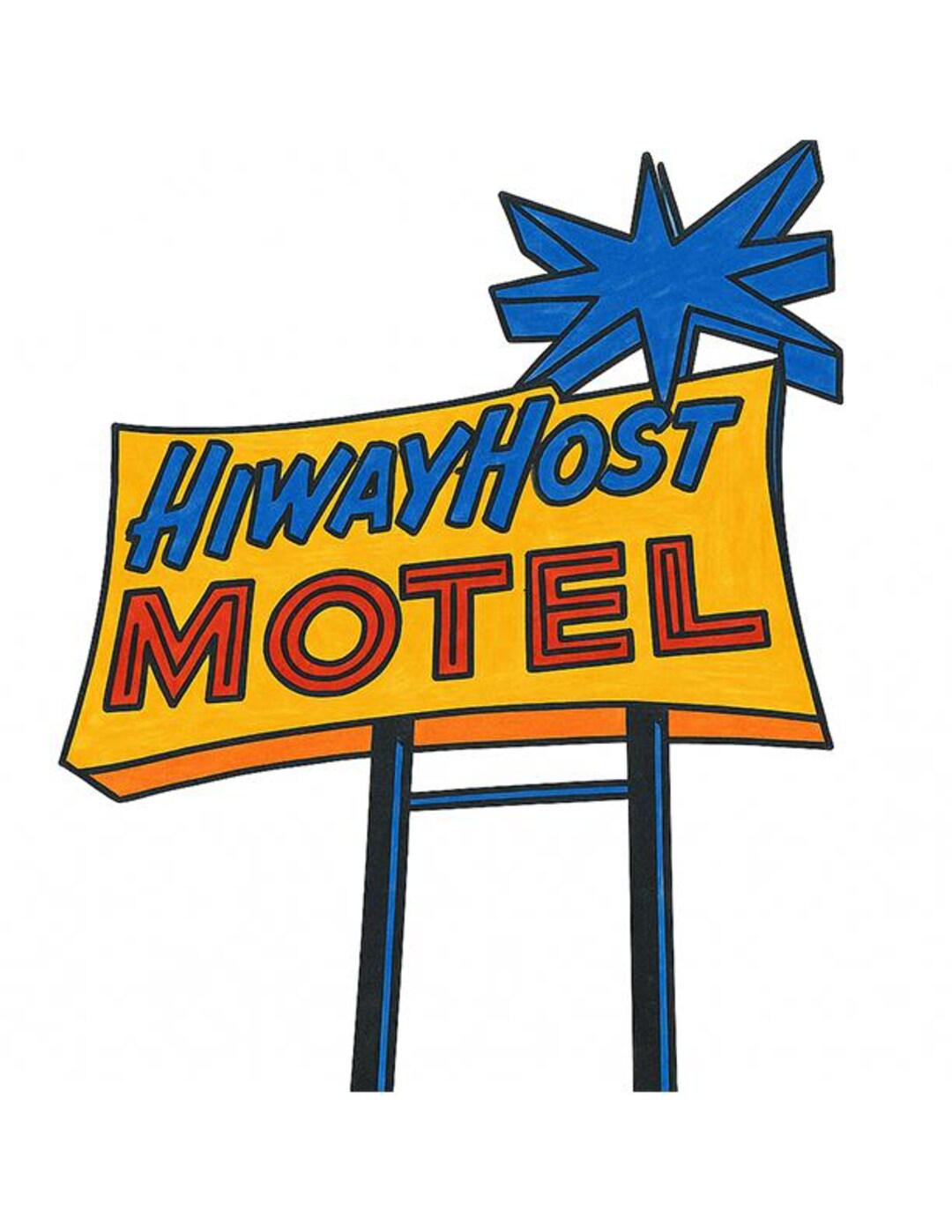 Hiway Host Motel Sign Coloring Page: Retro Neon Printable, Vintage ...