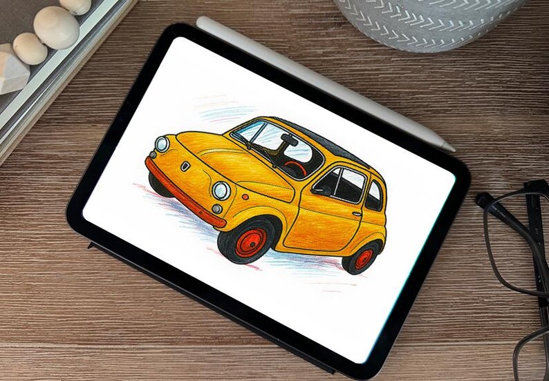 Printable Fiat Coloring Page: Classic Italian Car, Retro Vehicle Art ...