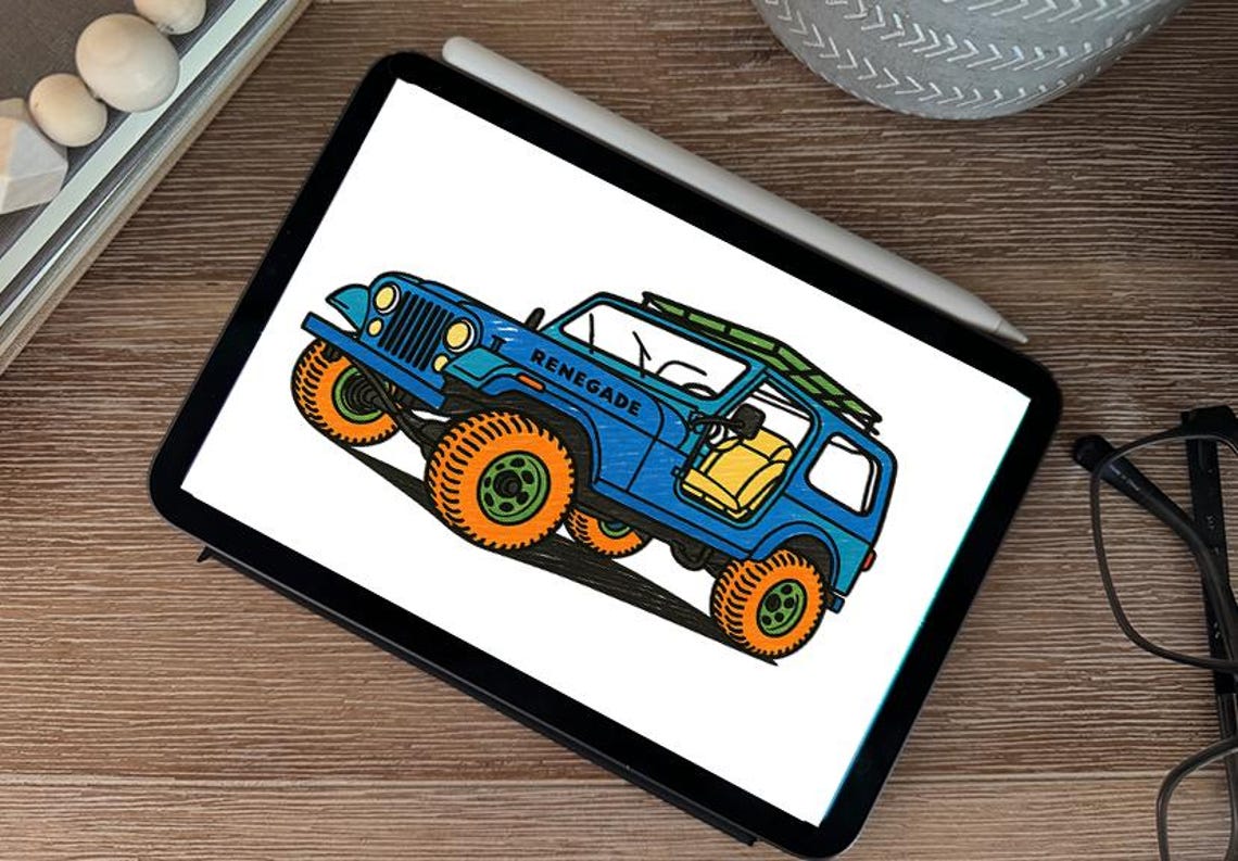 Jeep Coloring Page: Printable Off-road Vehicle Activity for Kids and ...