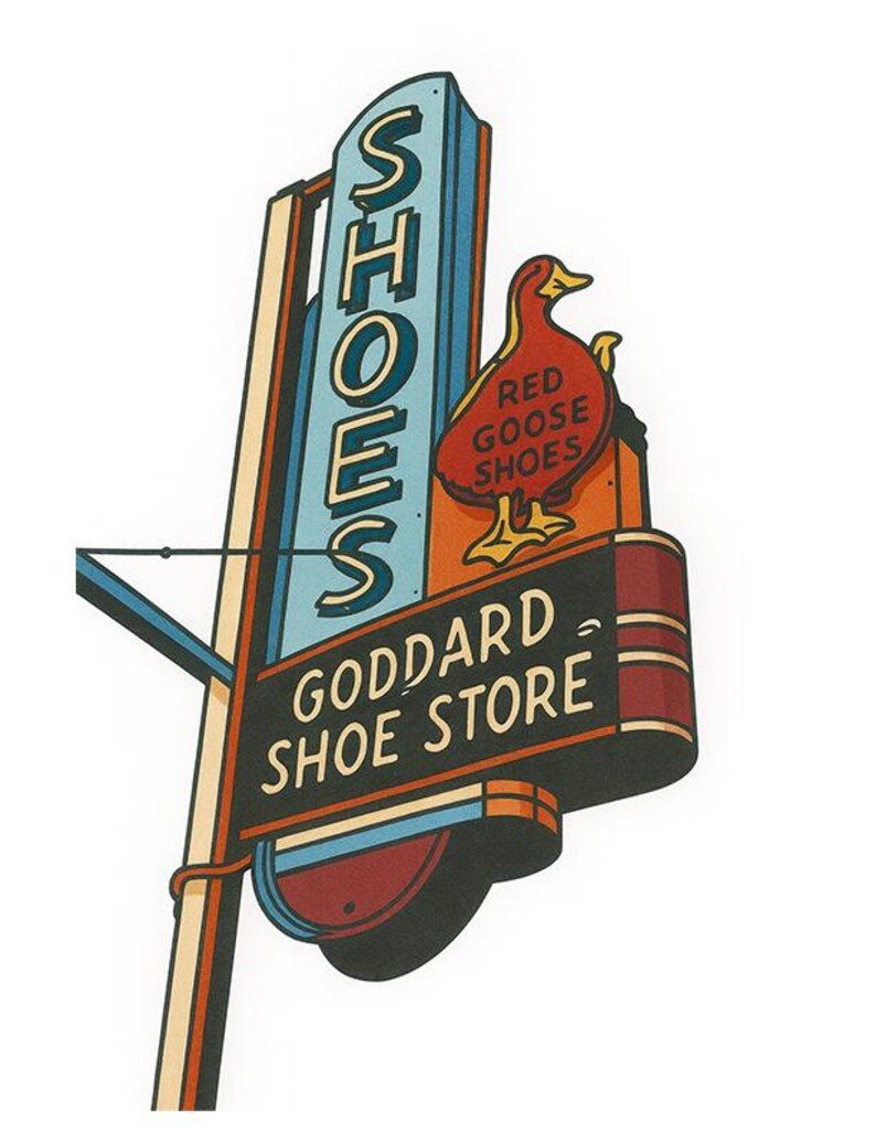 Shoe Store Sign Coloring Page: Retro Neon Printable, Vintage Shop Sign ...