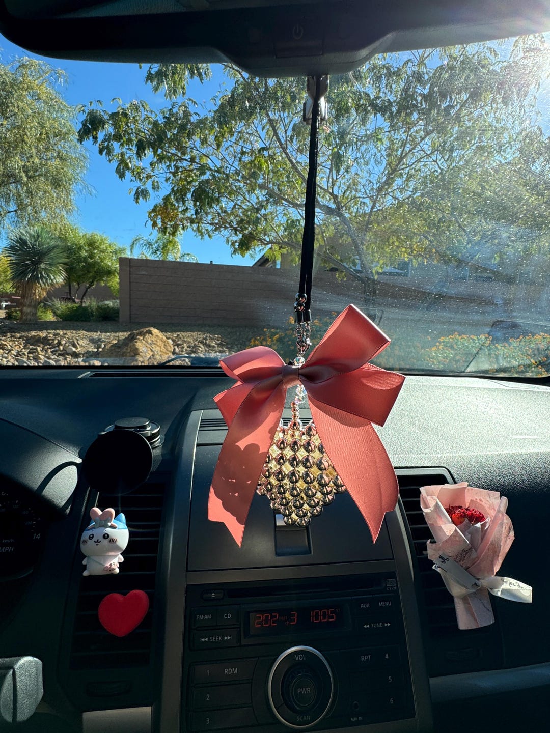 Mother's Day Gift Pearl Heart Car Charm, Bow Car Mirror Accessory - Etsy