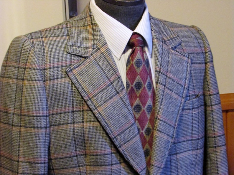 Vintage Mens Tweed Plaid Jacket, Tweed Blazer, Bespoke, Mens Plaid ...