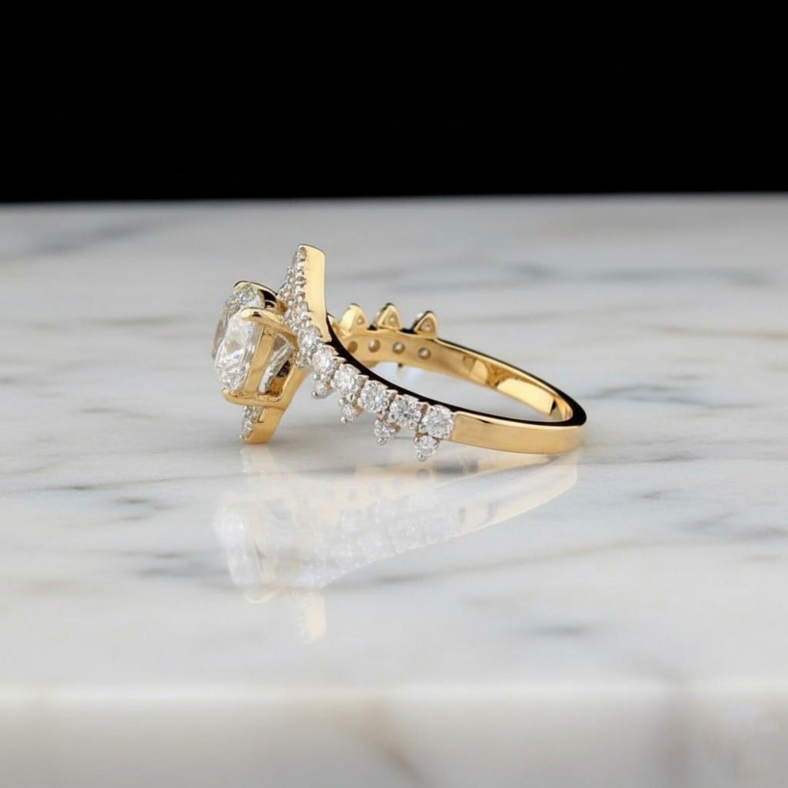 Heart Lab Grown Diamond Engagement Ring, Solid Gold Anniversary Ring - Etsy