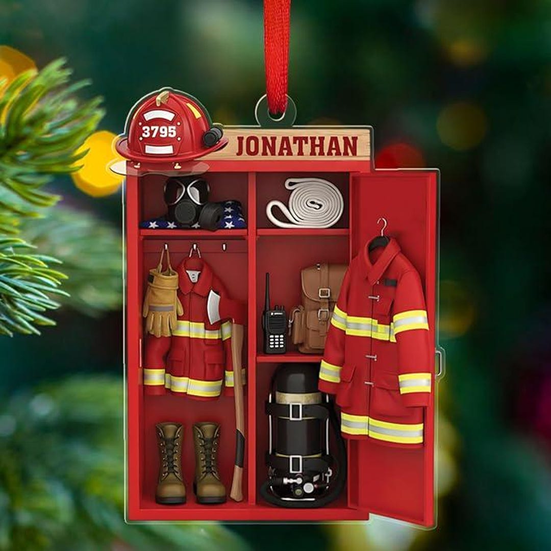 Personalized Firefighter Christmas Ornament – Custom Gear Locker ...