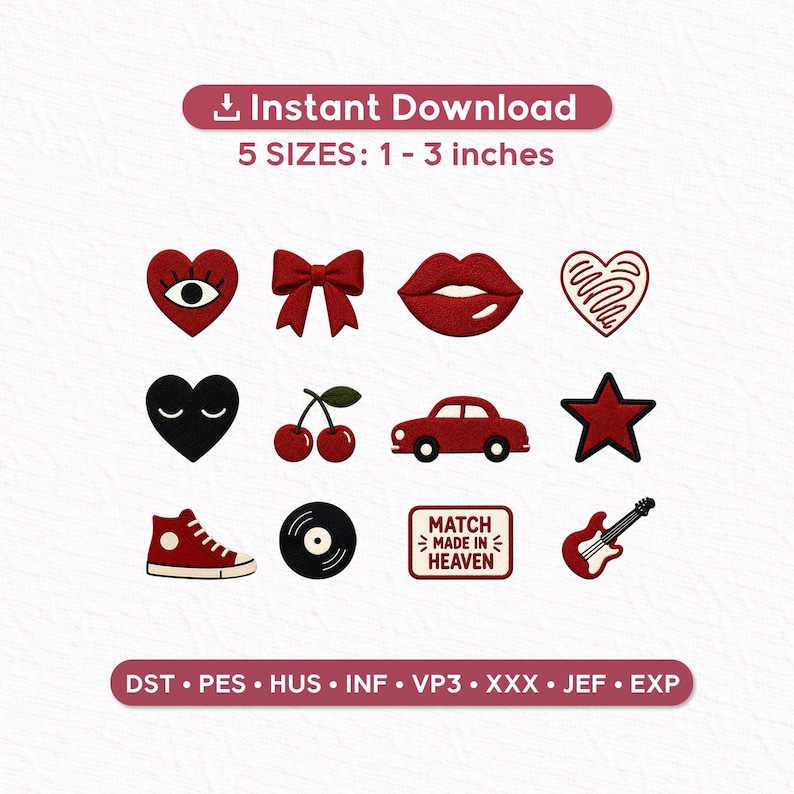 Alt Girl Era Embroidery Bundle | Cherry Coquette Indie Icons | Machine ...