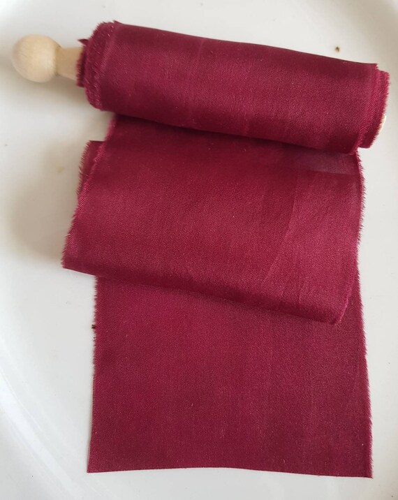 Red Wine Classic Silk Ribbon Raw Edge Ribbon Wedding - Etsy UK