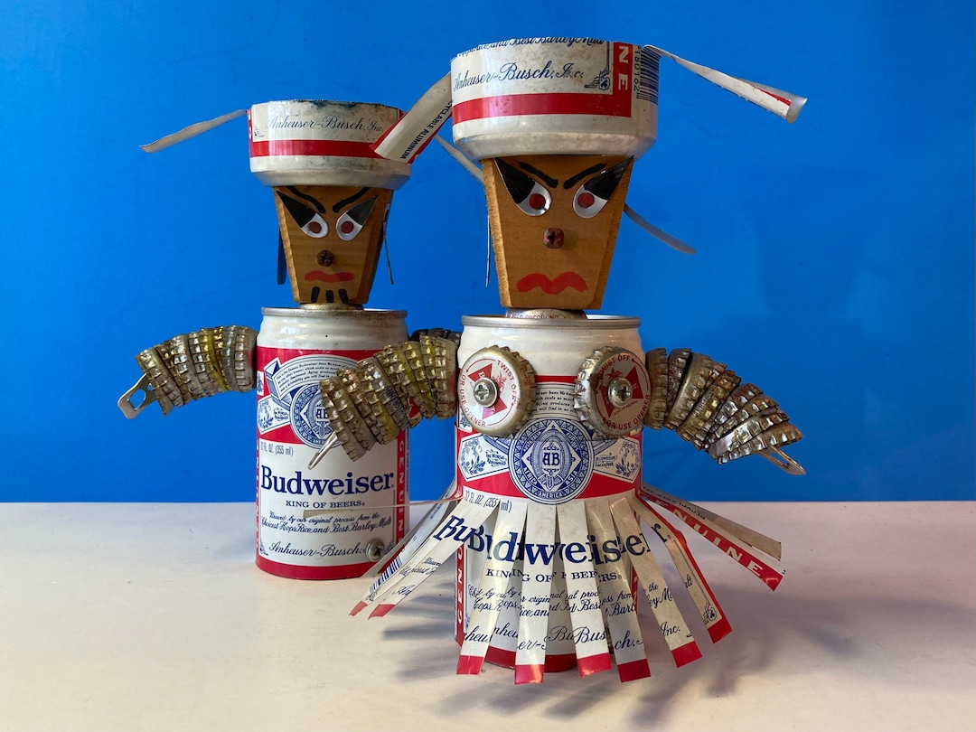 Pair Folk Art Beer Can Figures - Etsy