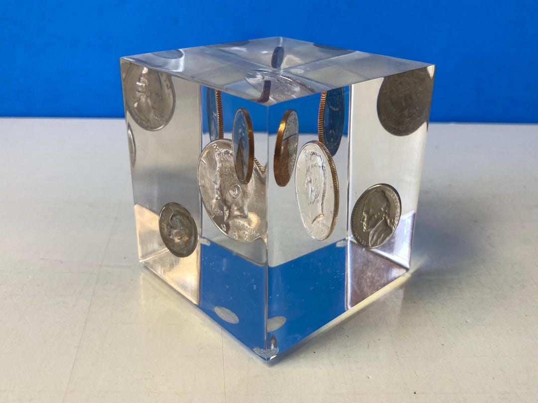 Coins Encased in Acrylic Paperweight - Etsy