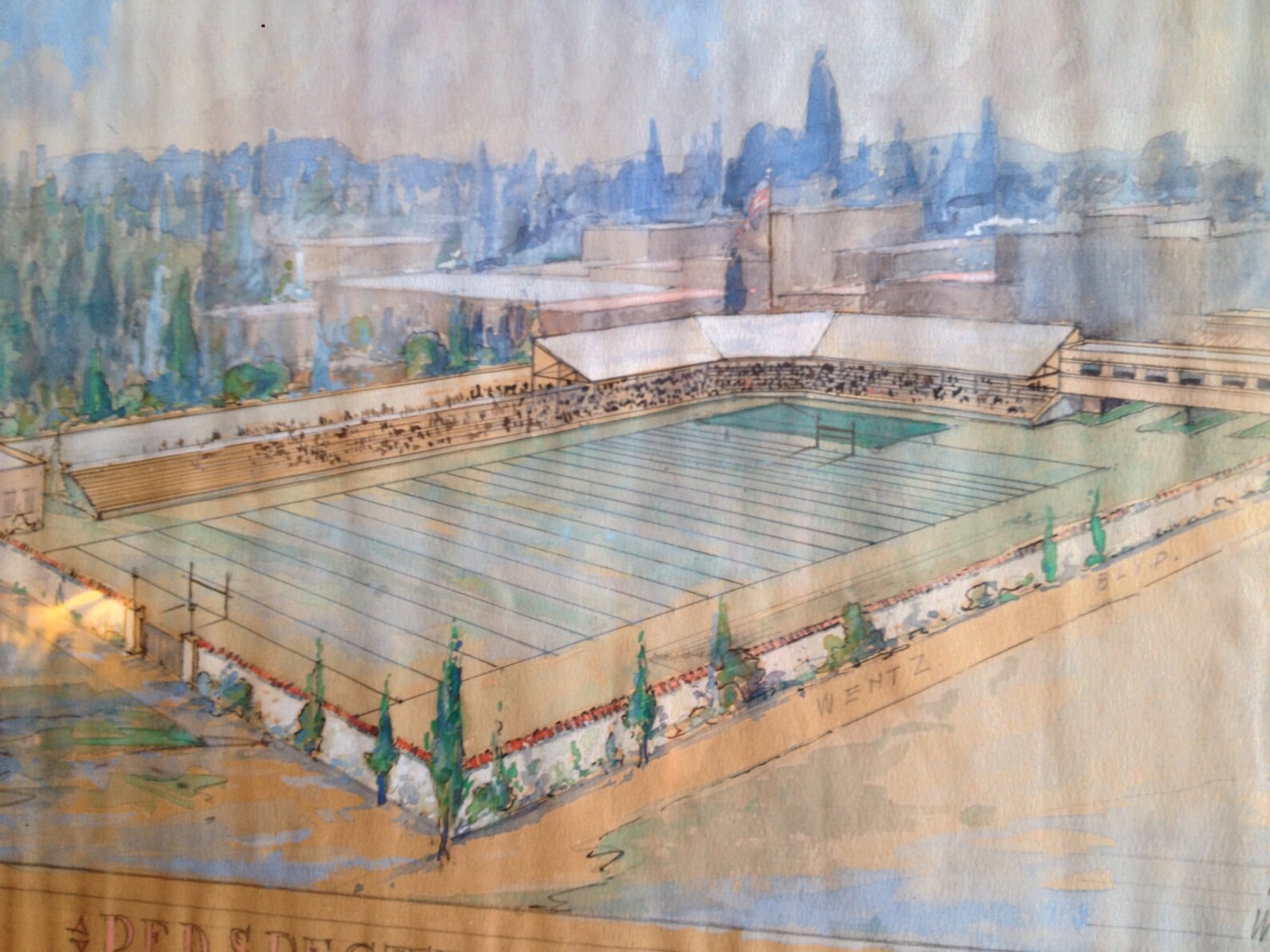 Architectural Drawing Perspective Sketch Jelsma Stadium - Etsy