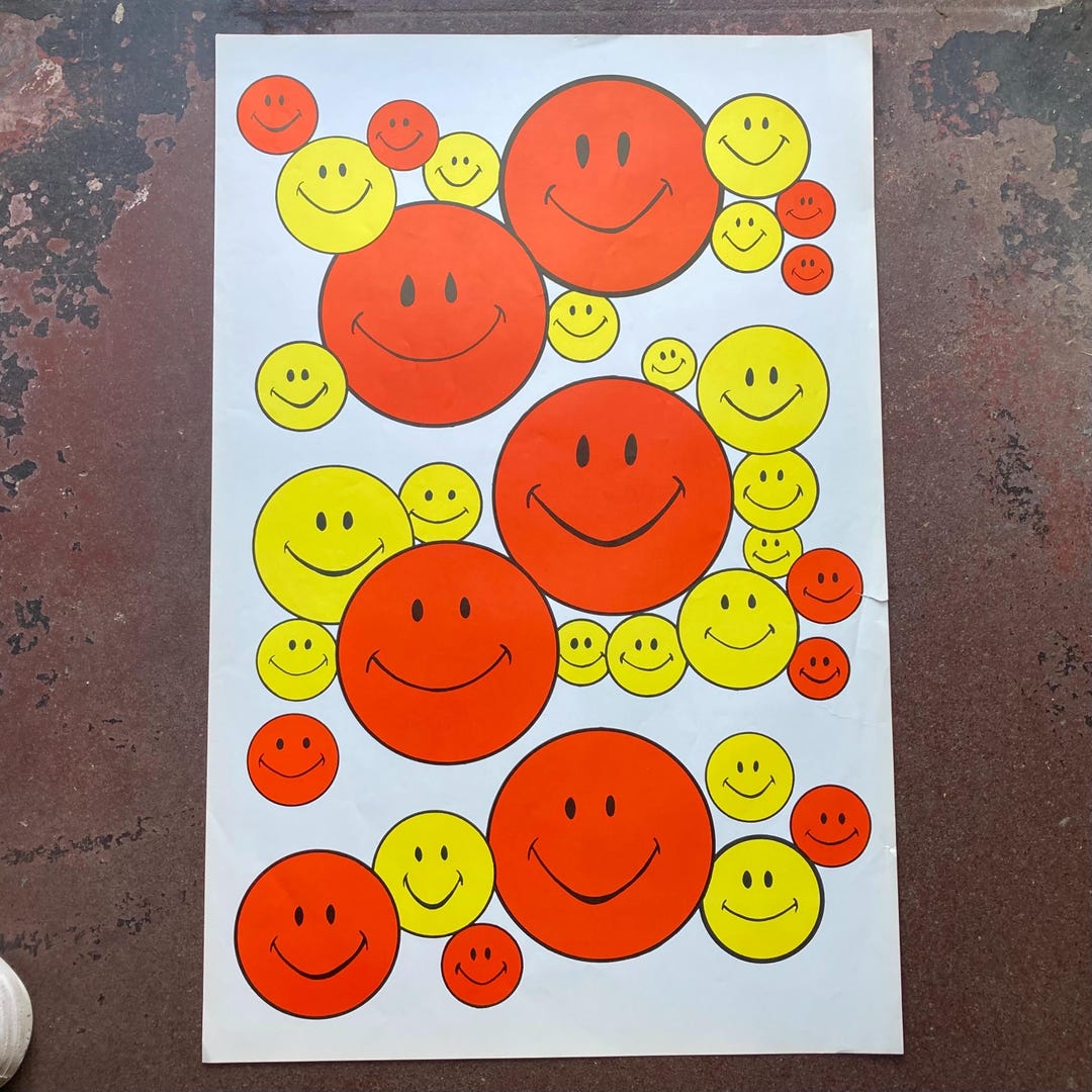 Vintage Smiley Face Poster - Etsy