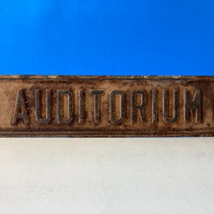 Vintage Embossed AUDITORIUM Door Sign WEATHERED - Etsy
