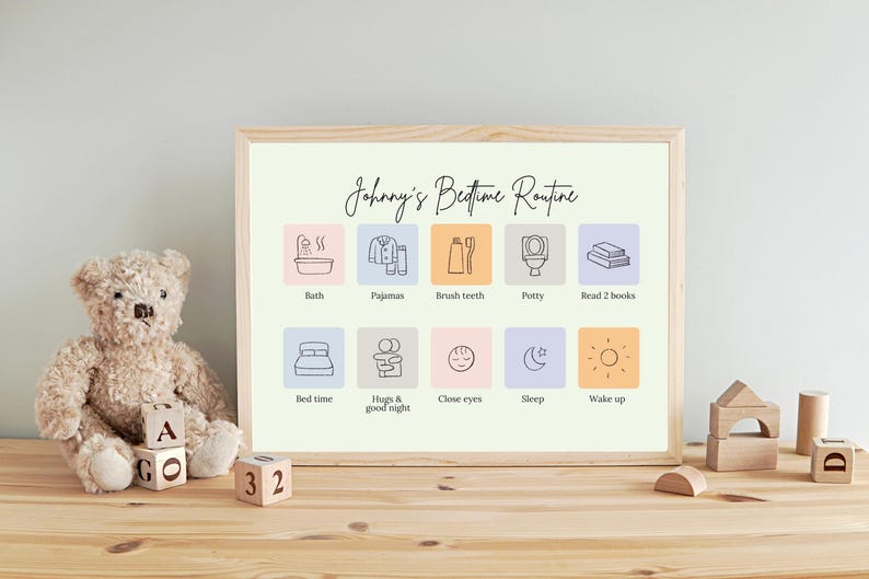 Printable Bedtime Routine Chart for Kids | Toddler Visual Bedtime ...