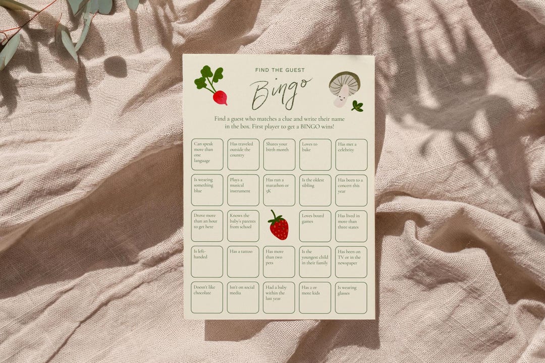 Hand-drawn Locally Grown Baby Shower Bingo | Printable Baby Shower Game ...
