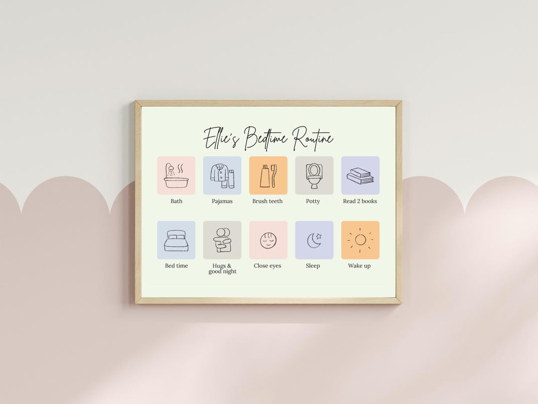 Printable Bedtime Routine Chart for Kids | Toddler Visual Bedtime ...
