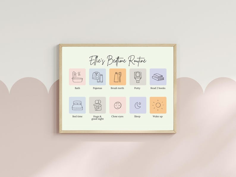 Printable Bedtime Routine Chart for Kids | Toddler Visual Bedtime ...