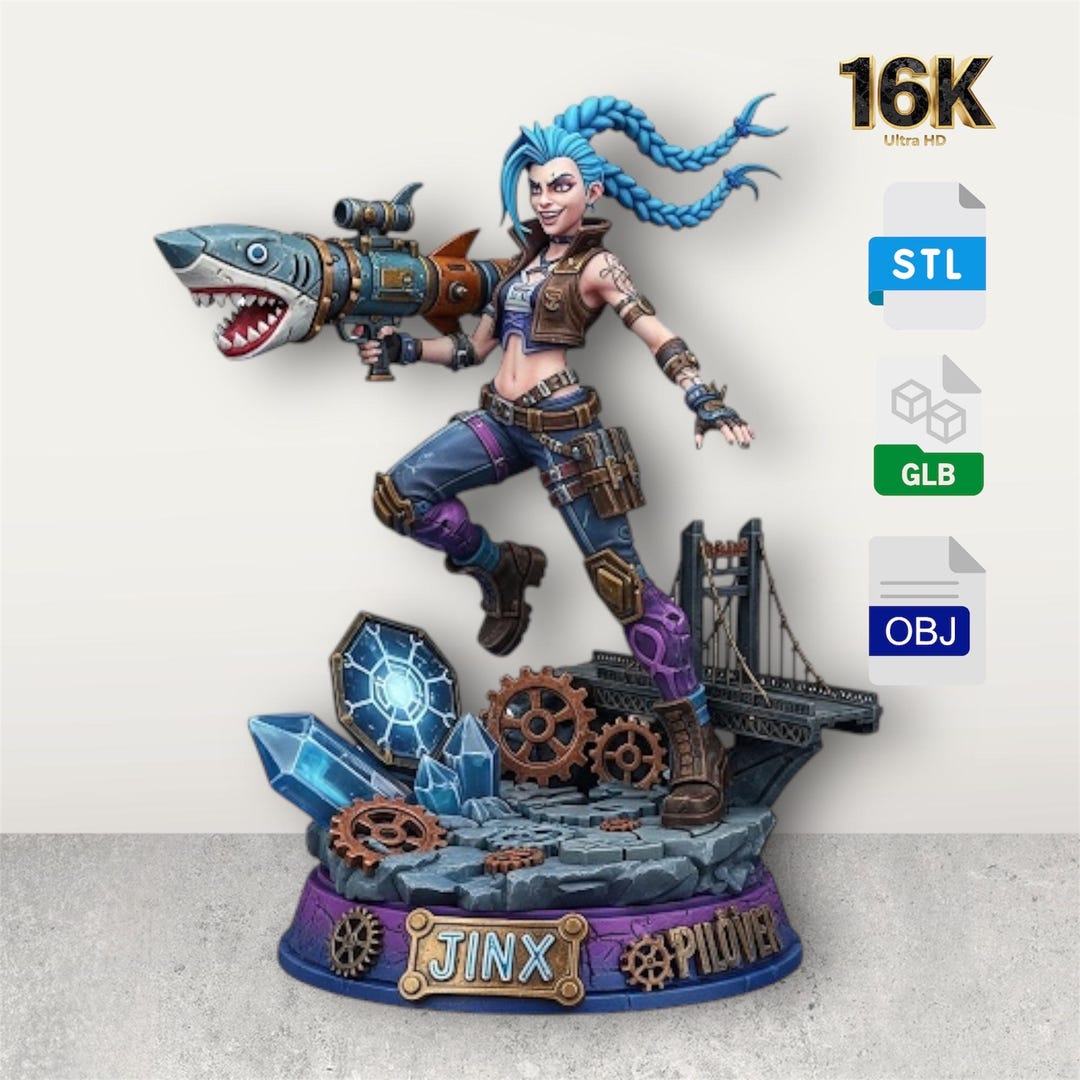 Jinx Fan Art | 3D Printed Statue | Lol Champion Figure | STL, OBJ, GLB ...