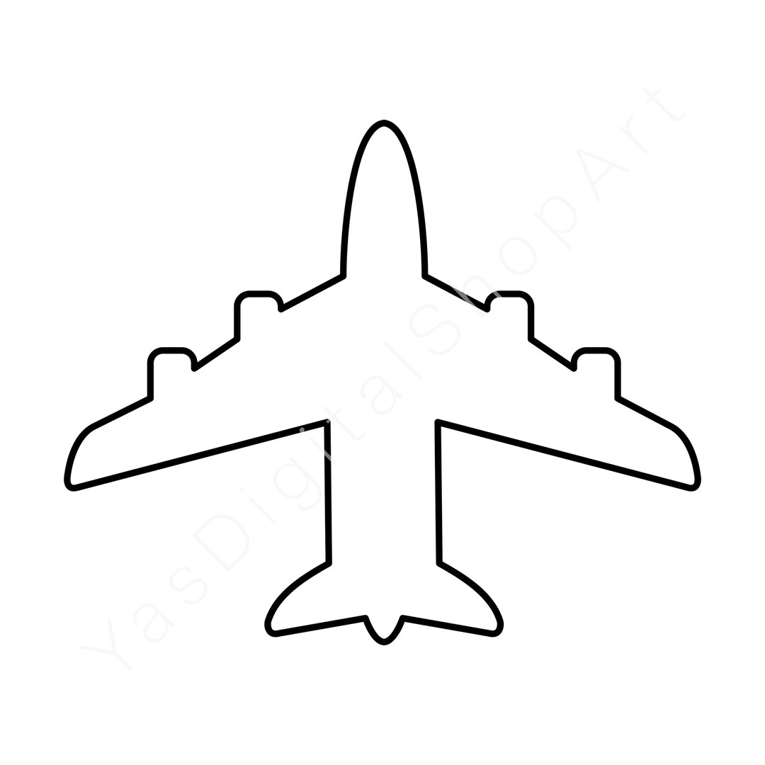 Simple Airplane Outline SVG PNG, Vector Cut File, Airplane Silhouette ...
