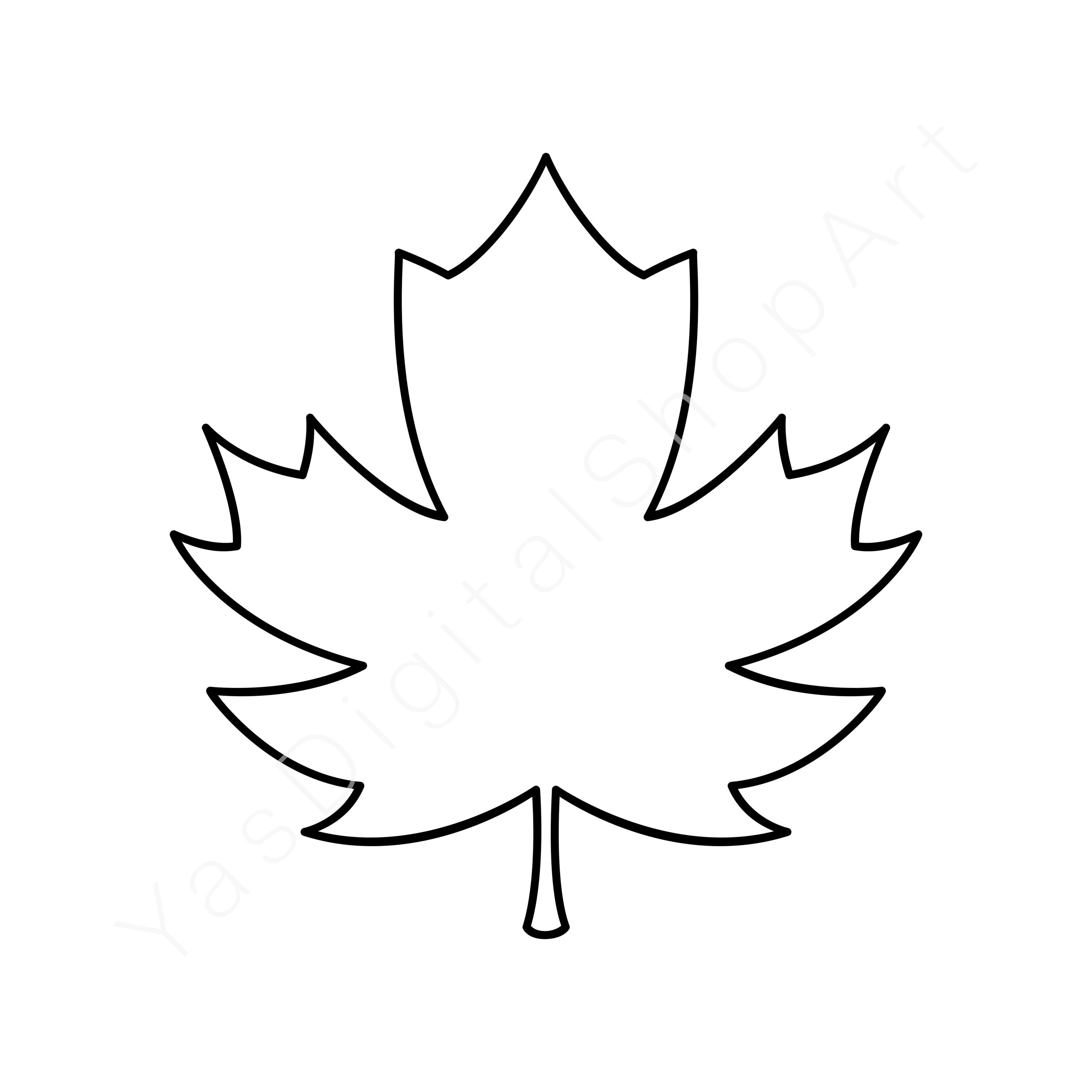 Simple Maple Leaf Outline SVG PNG, Vector Cut File, Maple Leaf ...
