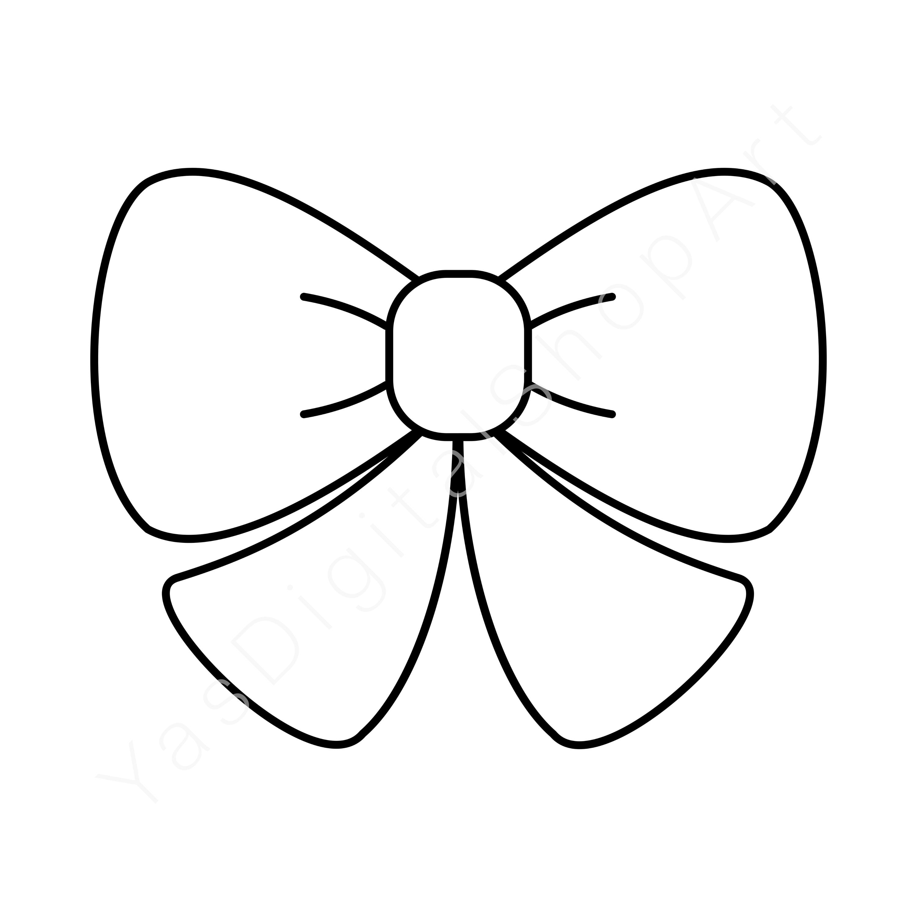Kawaii Bow Outline SVG PNG, Vector Cut File, Bow Silhouette Clipart ...