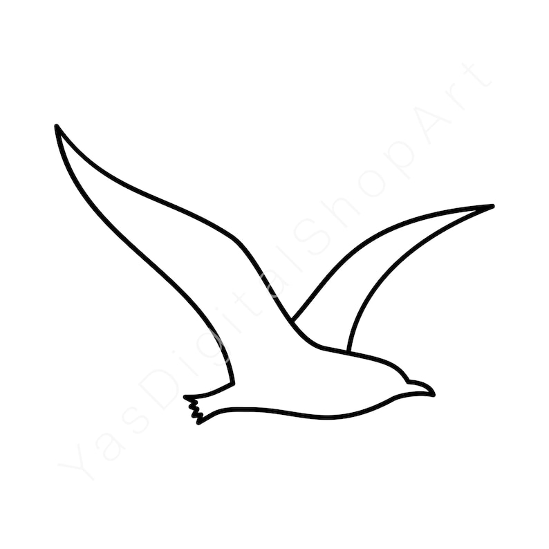 Simple Seagull Outline SVG PNG, Vector Cut File, Seagull Silhouette ...
