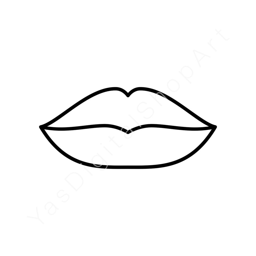 Lips Outline SVG PNG, Vector Cut File, Valentines Day Silhouette ...