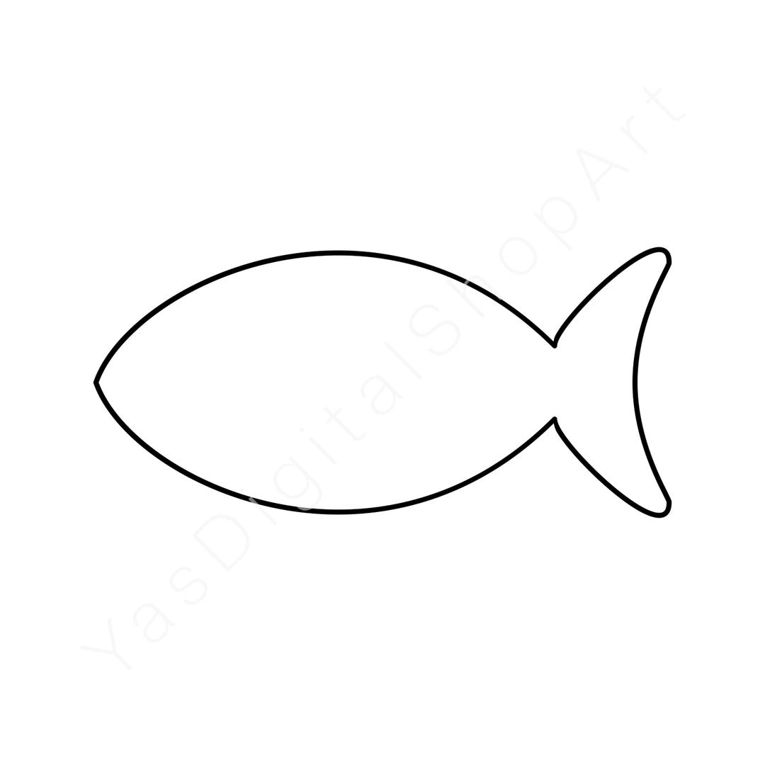Simple Fish Outline SVG PNG, Fish Vector Cut File, Sea Animal Fish ...
