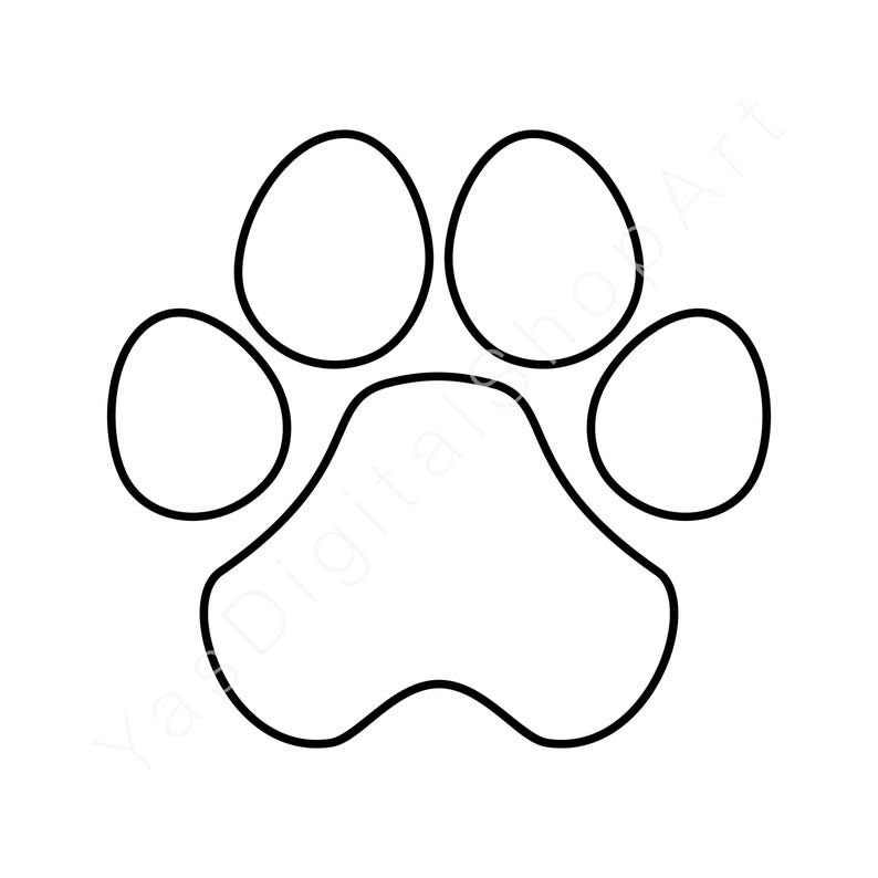 Simple Dog Paw Print Outline SVG PNG, Dog Paw Vector Cut File, Animal ...