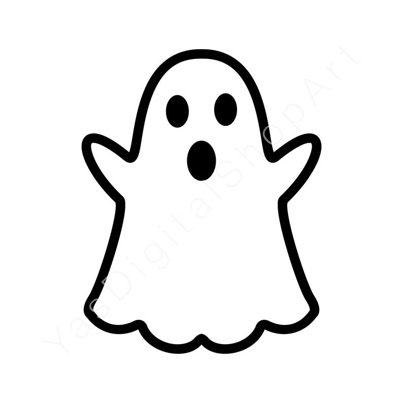 Ghost Outline SVG PNG, Ghost Vector Cut File, Fall Ghost Silhouette ...