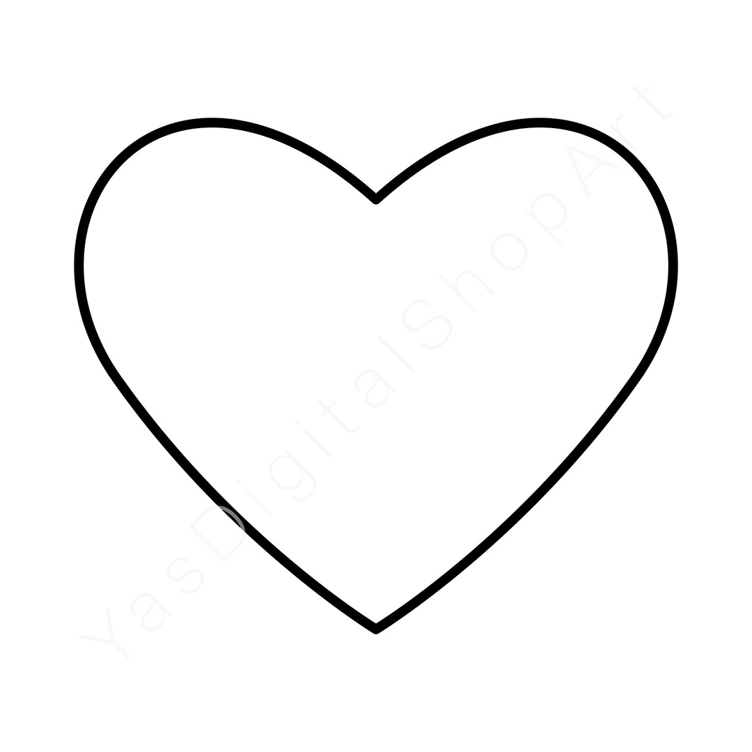 Simple Heart Shape Outline SVG PNG, Vector Cut File, Heart Silhouette ...
