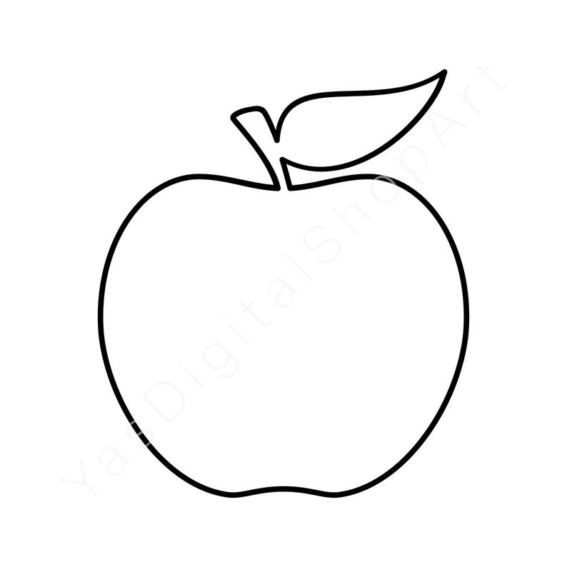 Simple Apple Outline SVG PNG, Apple Vector Cut File, Fruit Apple ...