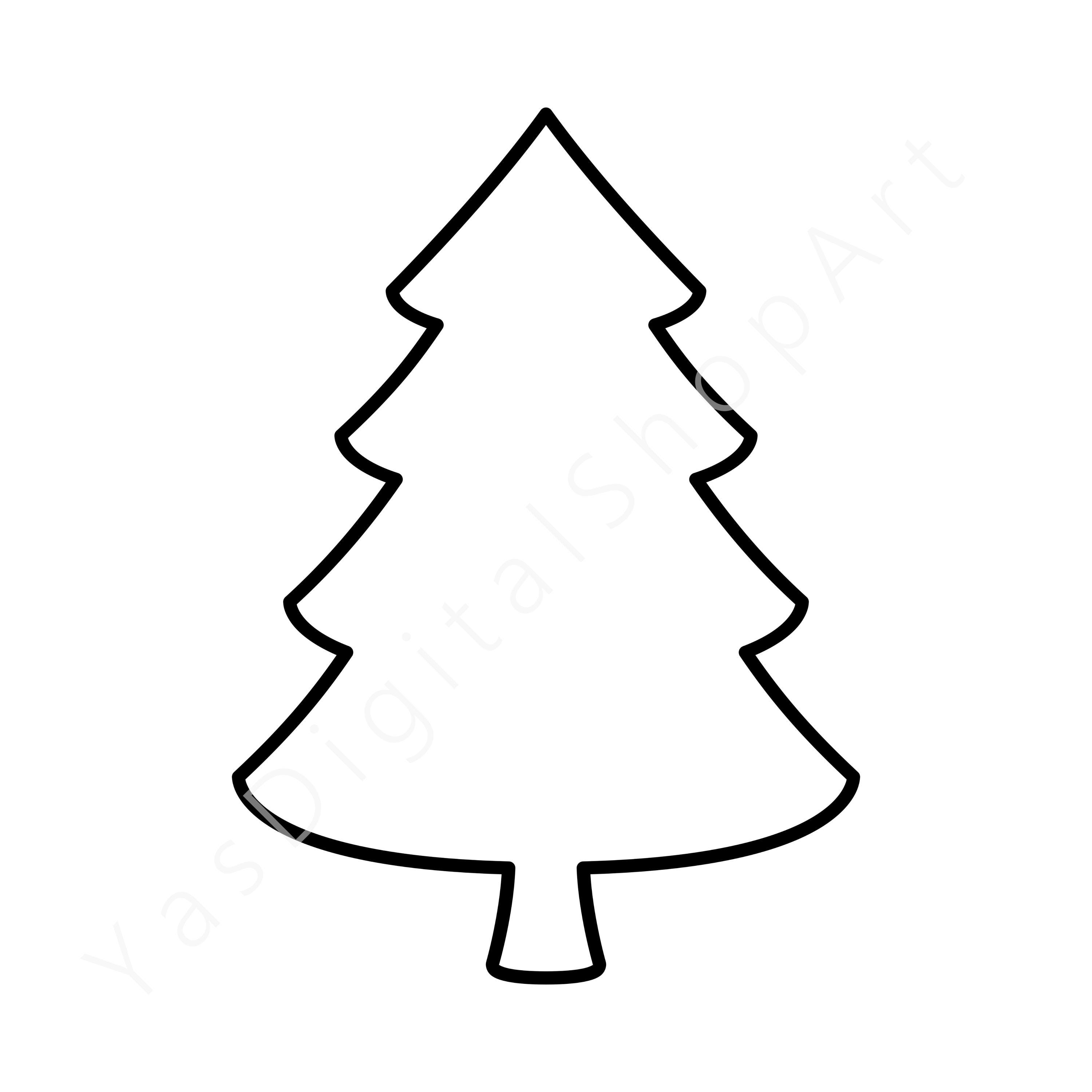 Pine Tree Outline SVG PNG, Vector Cut File, Winter Silhouette Clipart ...