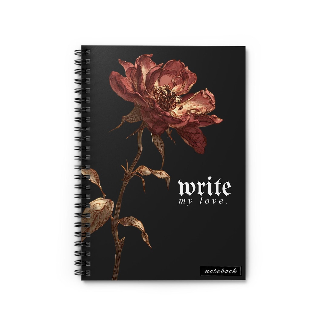 Dark Aesthetic Floral Journal Notebook | Spiral Ruled Notebook | Diary ...