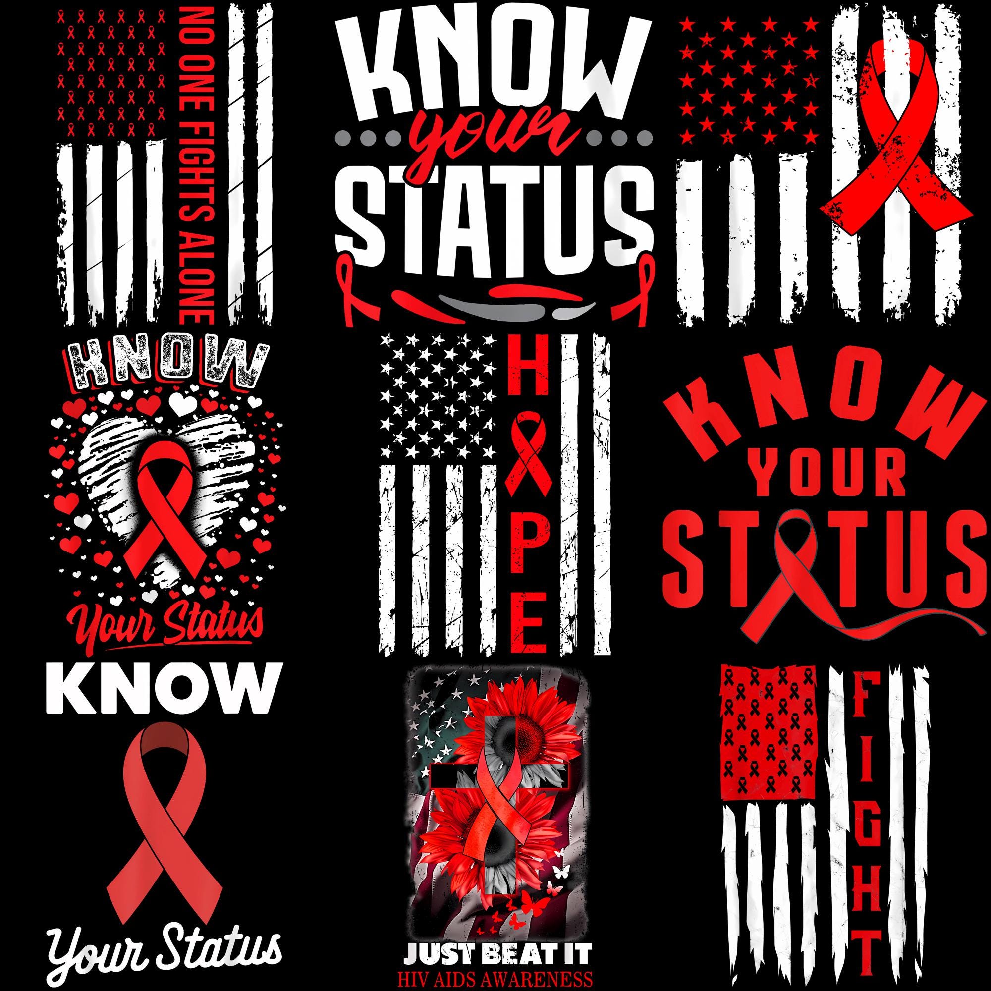 Know Your Status AIDS Awareness PNG, HIV Prevention Red Ribbon Clipart ...